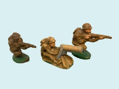 Playwood Barclay Manoil Lot 3 Composition Soldier Machine Gunner Sniper ...