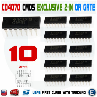 10PCS CD4070BE CD4070 CMOS EXCLUSIVE 2-IN OR GATE Dip-14 IC Quad XOR | eBay