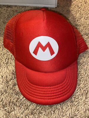 Super Mario Hat Cap Costume Kids Adjustable Back Mesh | eBay