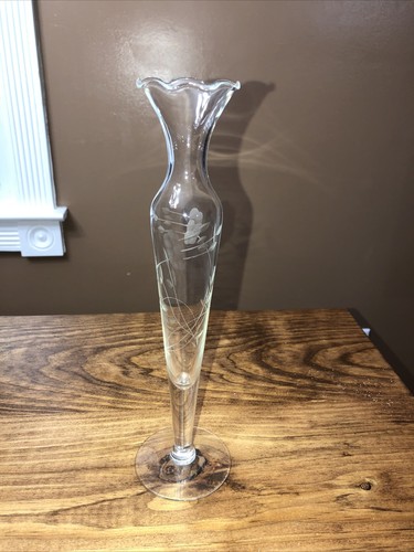 Vintage Princess House Heritage 10” Bud Vase fluted ruffled edge etched ...