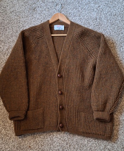 Vintage Byford Hardy Amies Wool Waffle Knit Cardigan Sweater. Brown ...