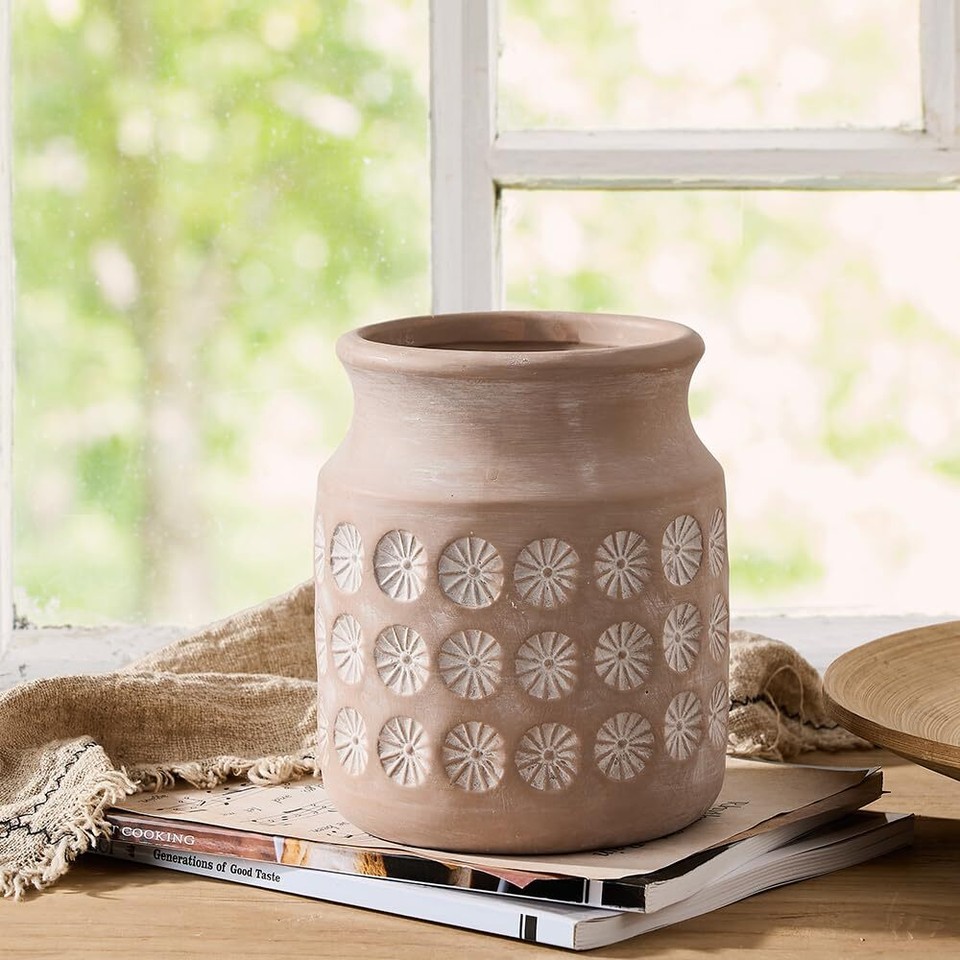 Ceramic Rustic Farmhouse Vase6.6 Inch Terracotta Vaseneutral Vase ...