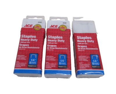 3,000 ACE 22281 POWER CROWN 1/4" LEG, HEAVY DUTY STAPLES, OPEN BOX | eBay