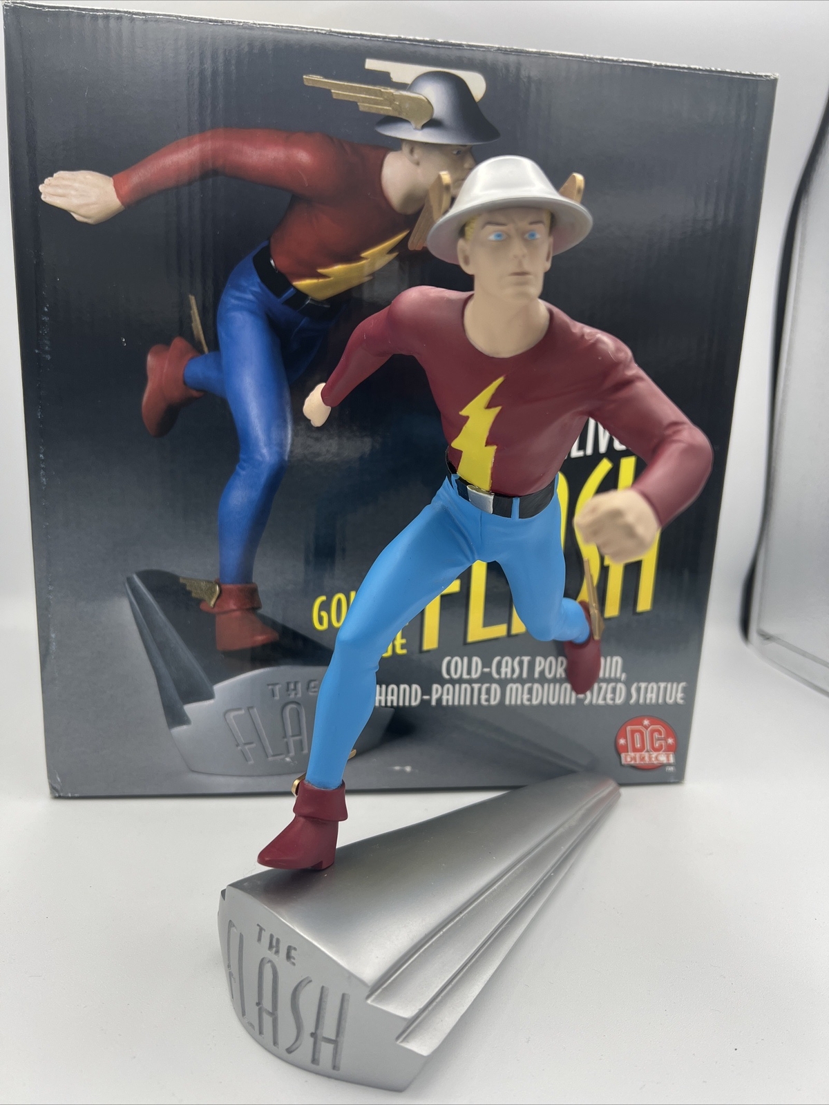 The Golden Age Flash Statue DC Direct 1471 of 1600 COA 8” | eBay