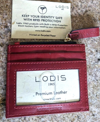 Lodis Wallet Red Card ID Case RFID Protection Genuine Leather NEW | eBay