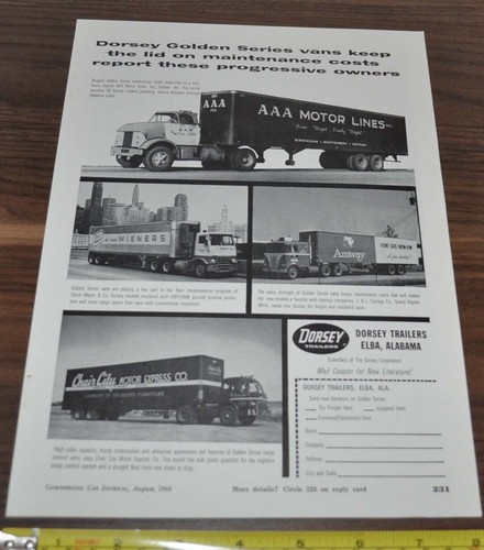 1964 Dorsey Trailer Ad AAA Motor Line Chair City Express USS United ...