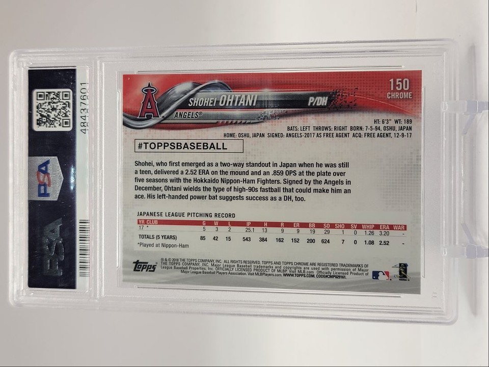SHOHEI OHTANI 2 2018 TOPPS CHROME PITCHING ROOKIE ANGELS RC PSA 10 ...