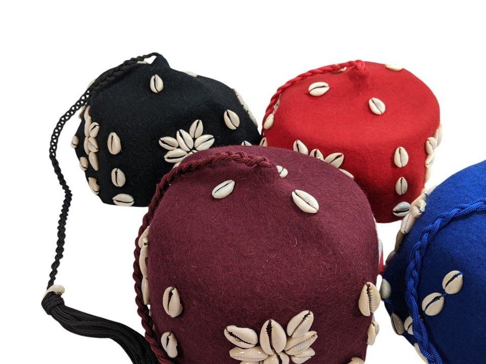 Genuine Moroccan Gnawa / Gnaoua Hat Wool Felt and Real Cowrie Shells ...