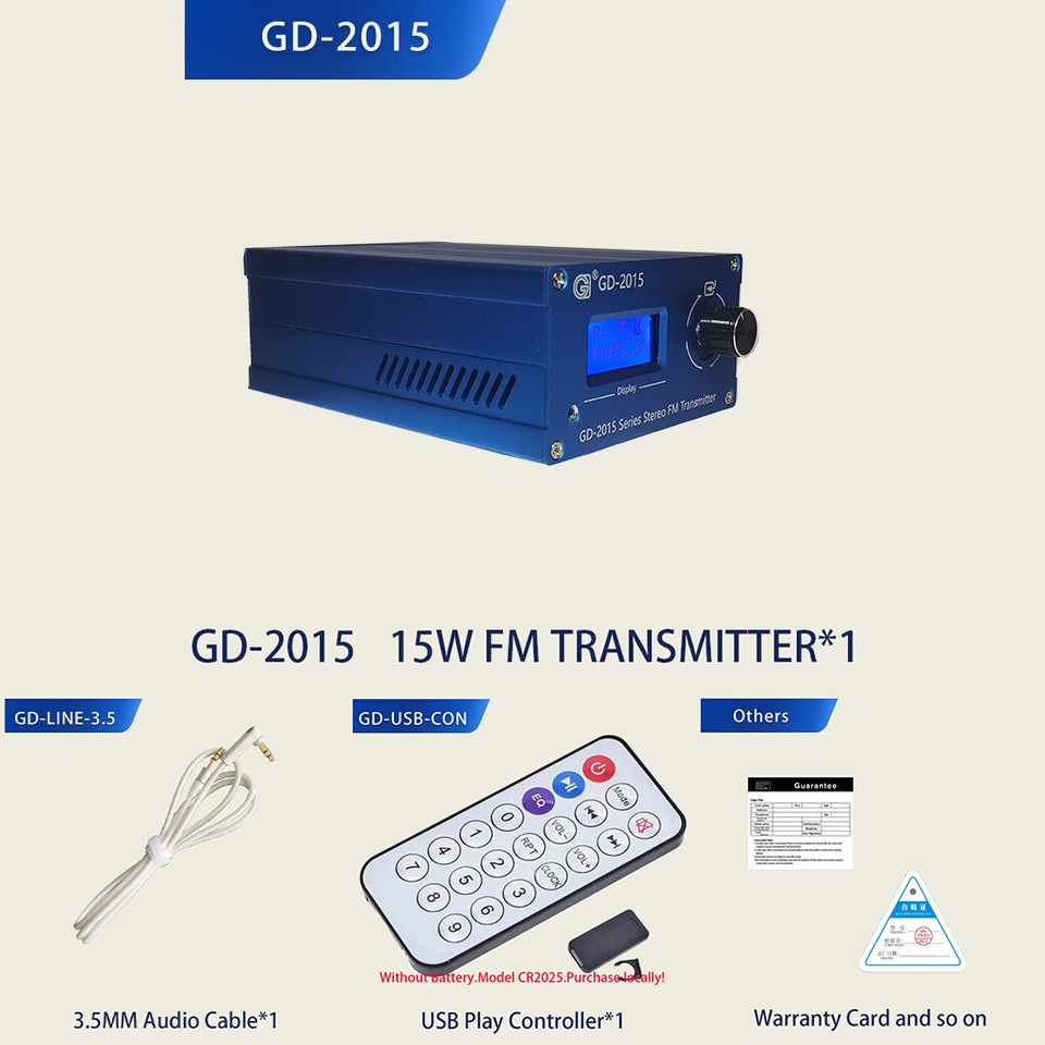 15W FM Transmitter Stereo USB Play Radio Station Transmitter Chips ...