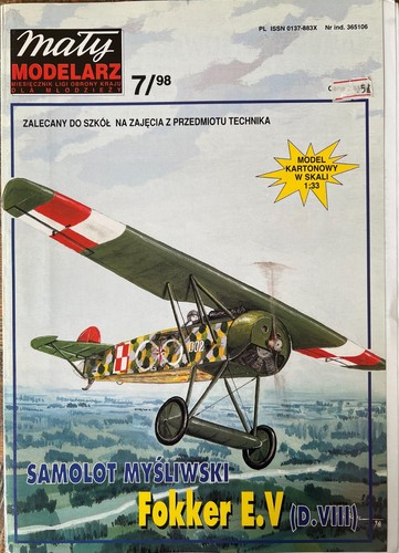 Maly Modelarz card model kit of Samolot mysliwski Fokker E.V (D.VIII ...