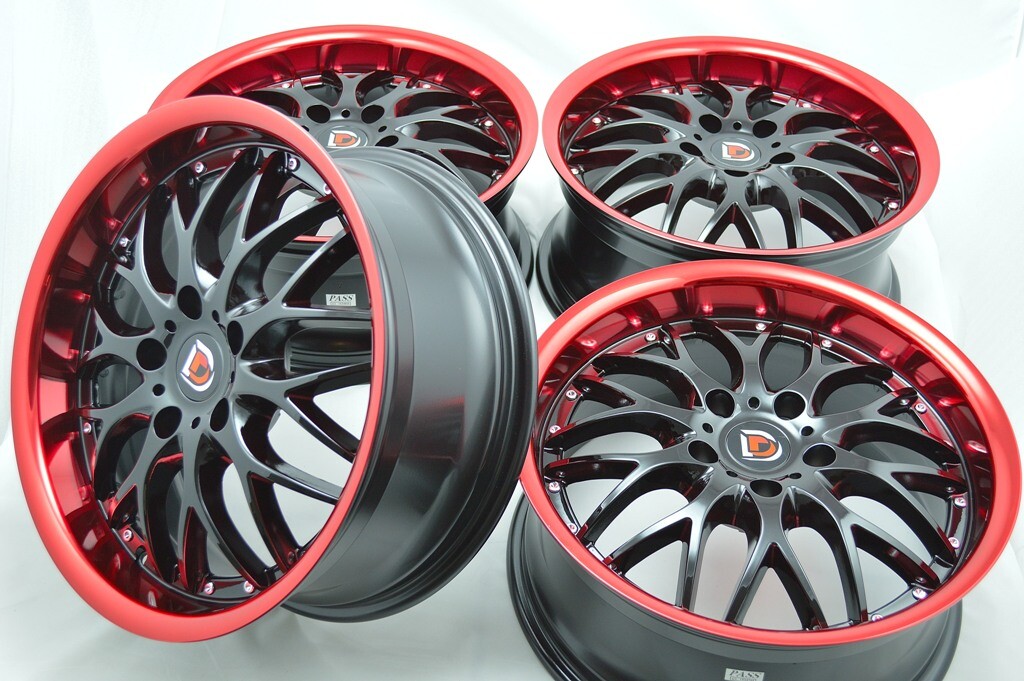 4 New DDR R19 17x7.5 5x114.3 38mm Black Red Lip 17" Rims Wheels | eBay