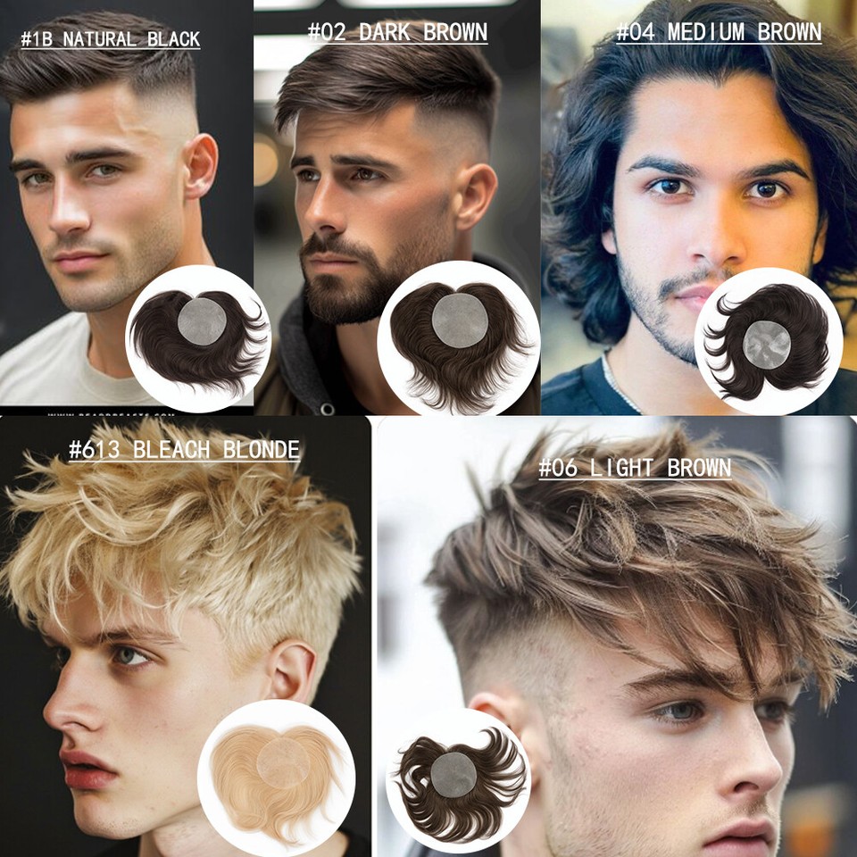 Toupee Human Hair Mini Replacement System Ultra Thin Skin PU For Bald ...