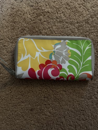 Thirty One 31 Coupon Clutch Wallet Island Damask Green Pink Teal Orange ...