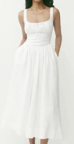 Reformation Balia Linen Dress White Size 10 Corset Style NWT | eBay
