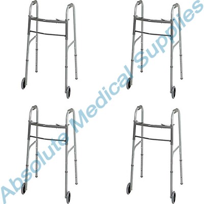 *4-Pack* Medline Guardian Two Button Folding Walker With 5" Wheels ...