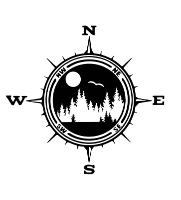 Lake Forest Trees Compass Vinyl Decal Sticker For Window Car Truck Jeep ...