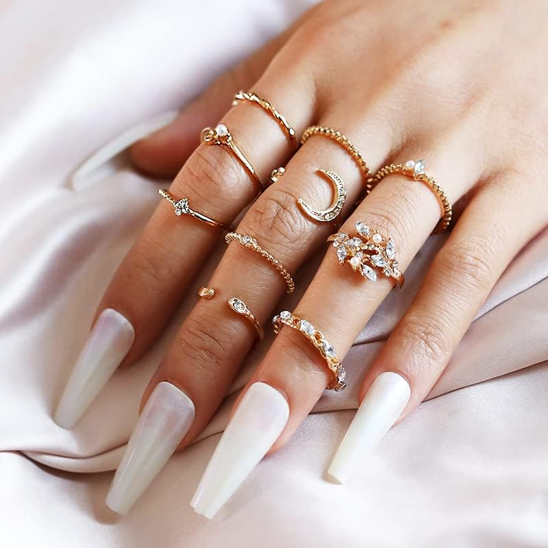 Gold Stackable Rings for Women Non Tarnish Cute Rings for Teens Trendy ...