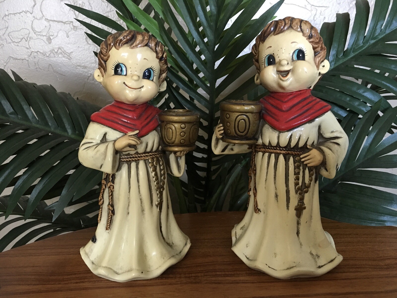 Vintage Josef Originals Church Boy Monk Paper Mache Figurines & Candle ...