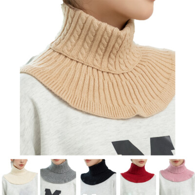 Women Knitted Solid Turtleneck False Mock Neckerchief Neck Covers ...