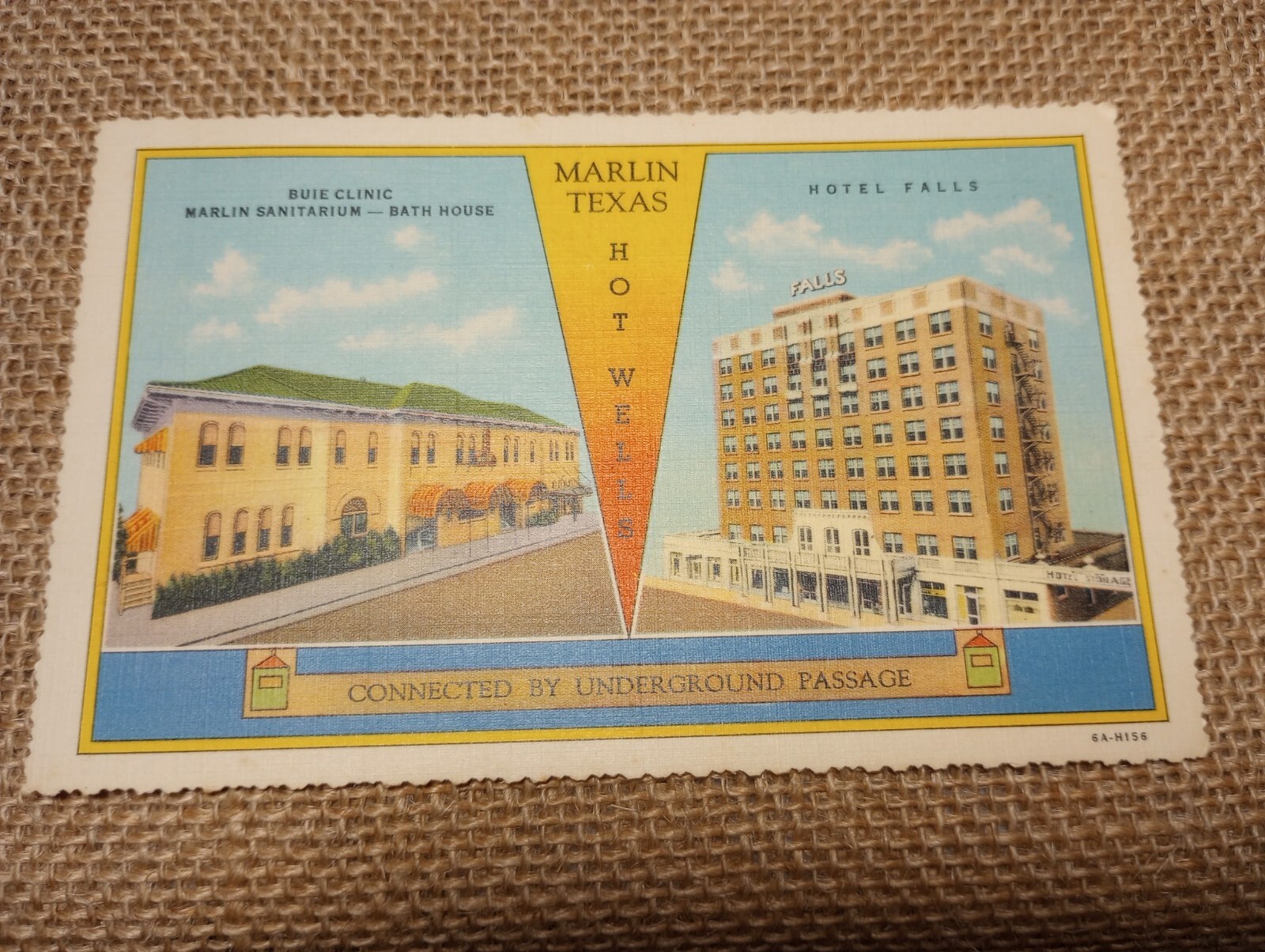 Marlin Texas Linen Postcard Buie Clinic Sanitarium Bath House & Hotel Falls | eBay