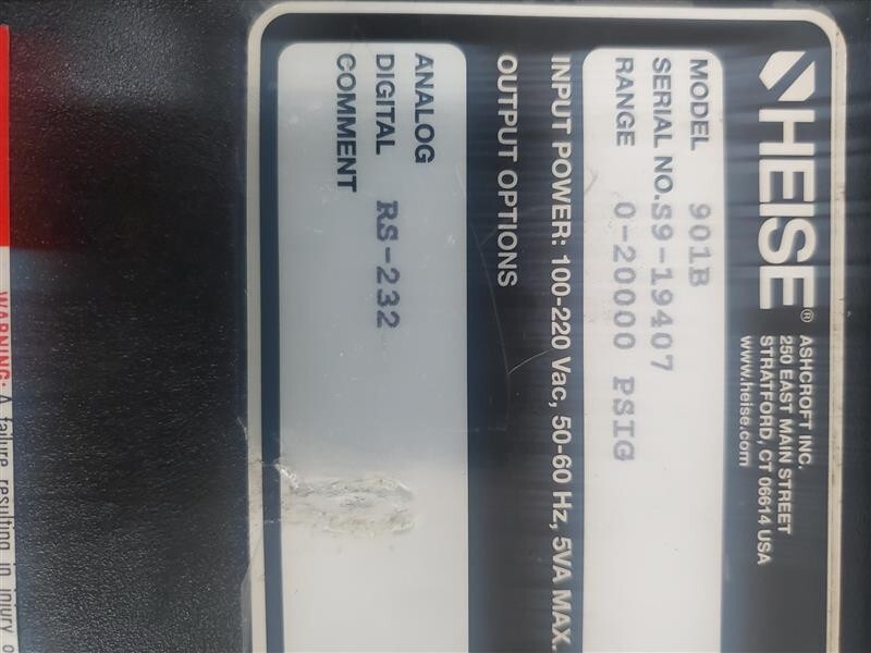 HEISE 901B DIGITAL PRESSURE INDICATOR MODEL 20000PSI | eBay