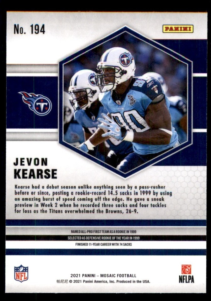 Jevon Kearse 2021 Mosaic Tennessee Titans #194 | eBay