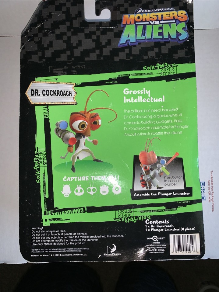 Monsters Vs. Aliens DR. COCKROACH Figure + Launcher 2009 Dream Works ...