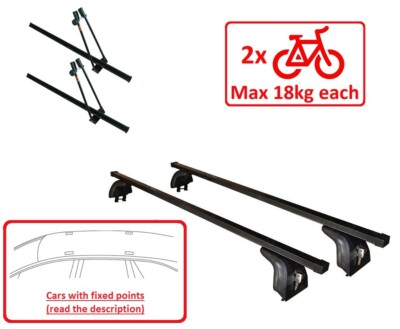 Set Roof Rack + Bike Racks for 2 Bikes M102B/120 For Vauxhall Corsa E ...