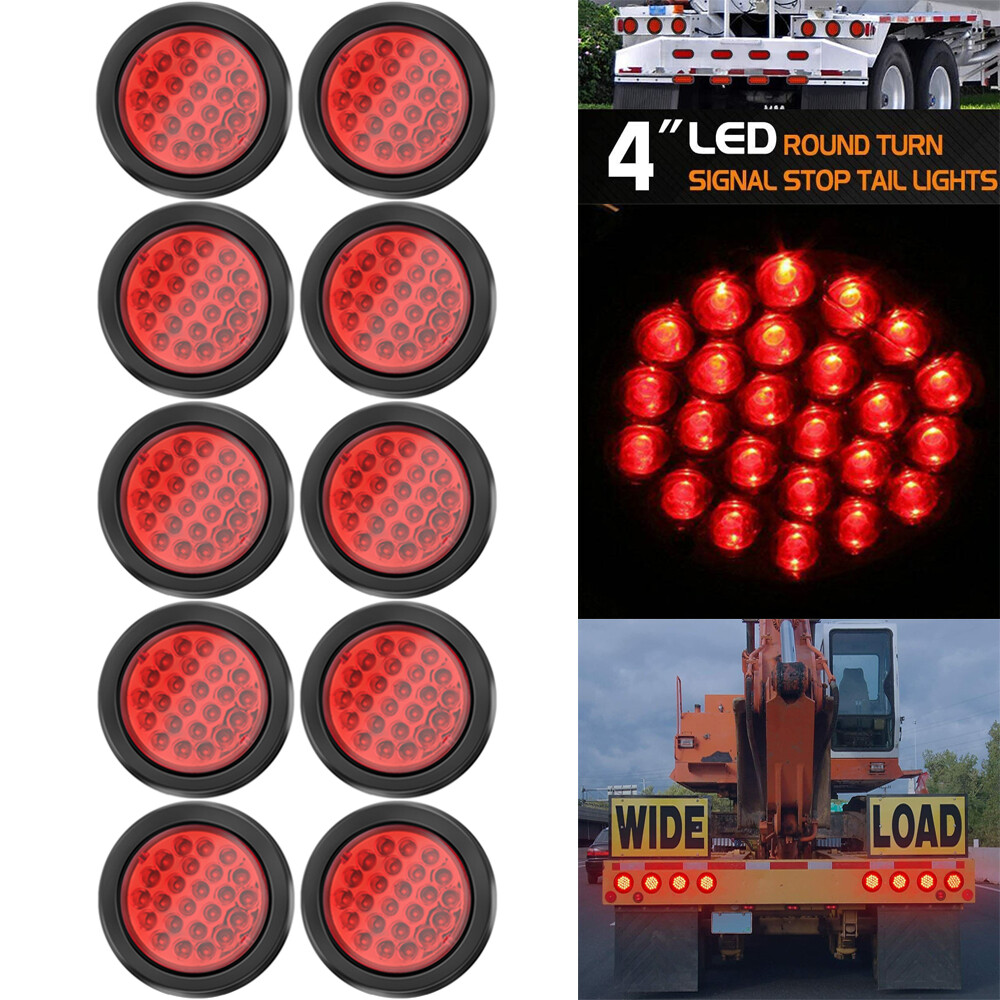 4" Inch Round LED Truck Trailer Stop Turn Tail Brake Lights Waterproof ...