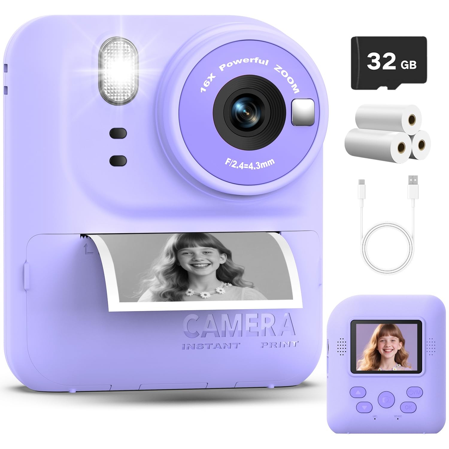 Kids Instant Print Camera Toys,1080P HD Toddler Digital Video Camera ...