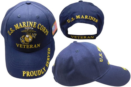 Marine Corps Veteran EGA Proudly Served USA Flag Navy Blue Cotton ...