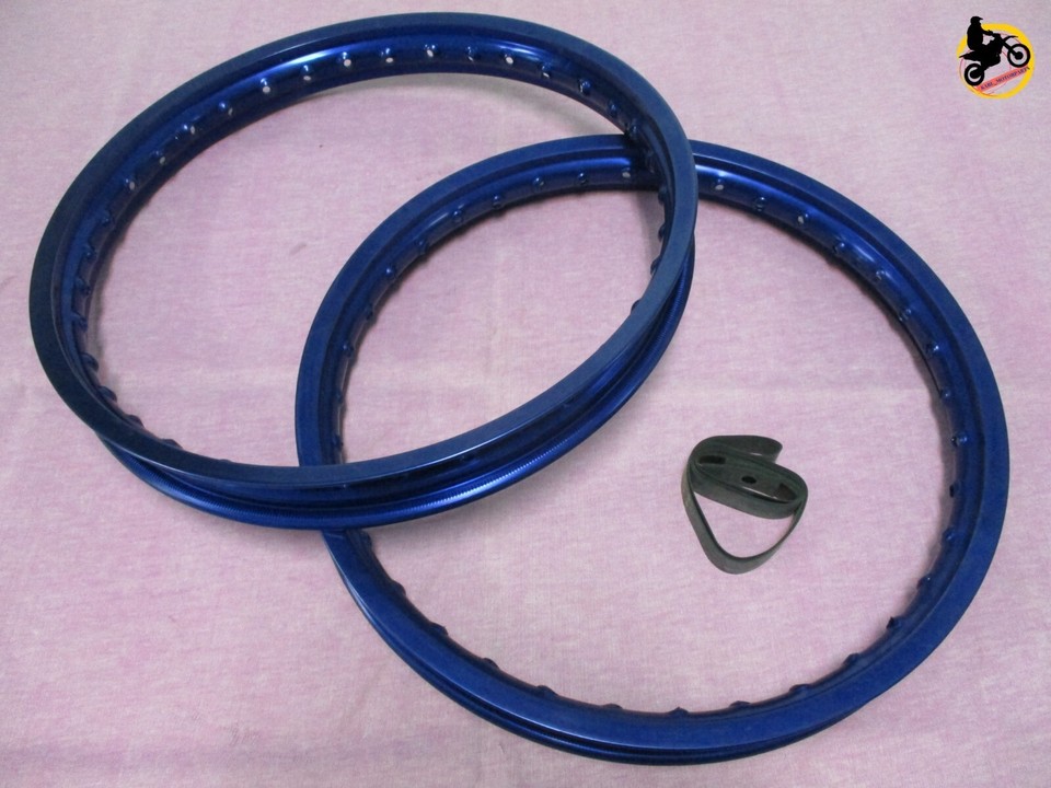 FIT YAMAHA TT90 TTR90 TTR110 ALUMINIUM BLUE FRONT+ REAR WHEEL RIM SET ...
