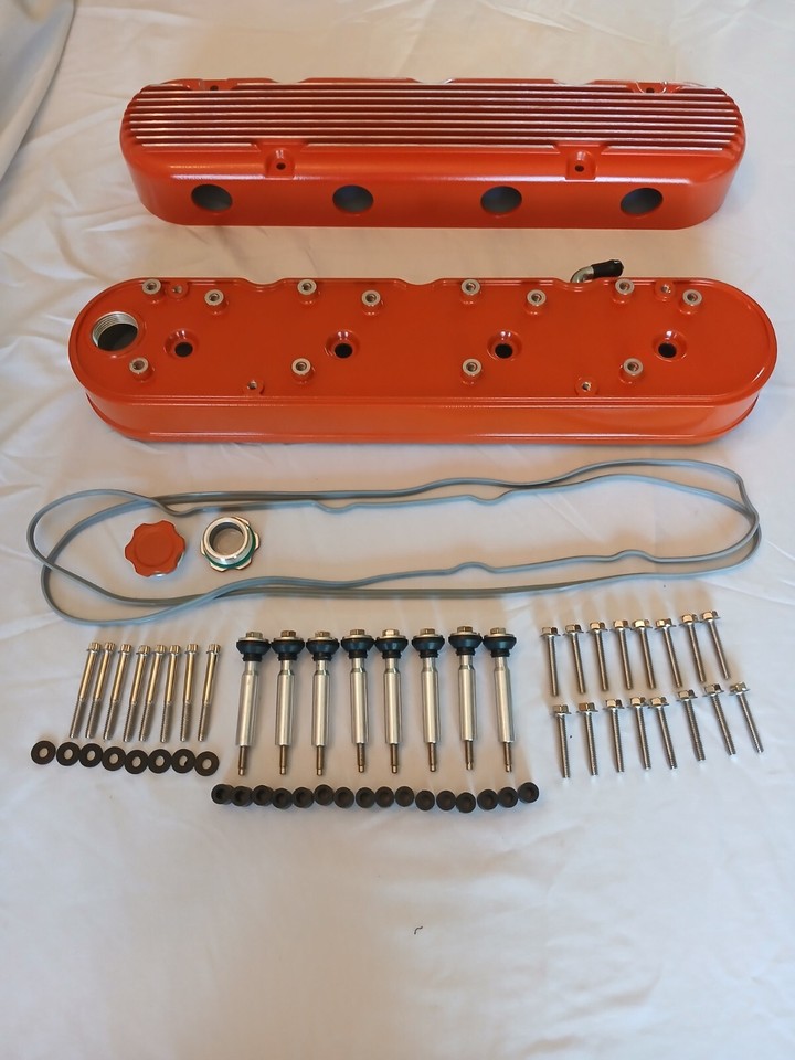 2 Pieces GM LS Aluminum Fins Top Tall Valve Covers Hidden Coil LS1 LS2 ...