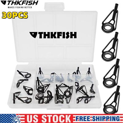 30pcs Ceramic Fishing Rod Guide Replacement Guide Tips Top Eye Ring ...