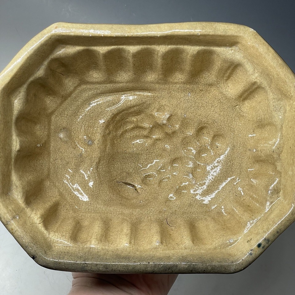 Antique 19th C. Stoneware Yellow Ware Ceramic Grape Jelly Mold ...