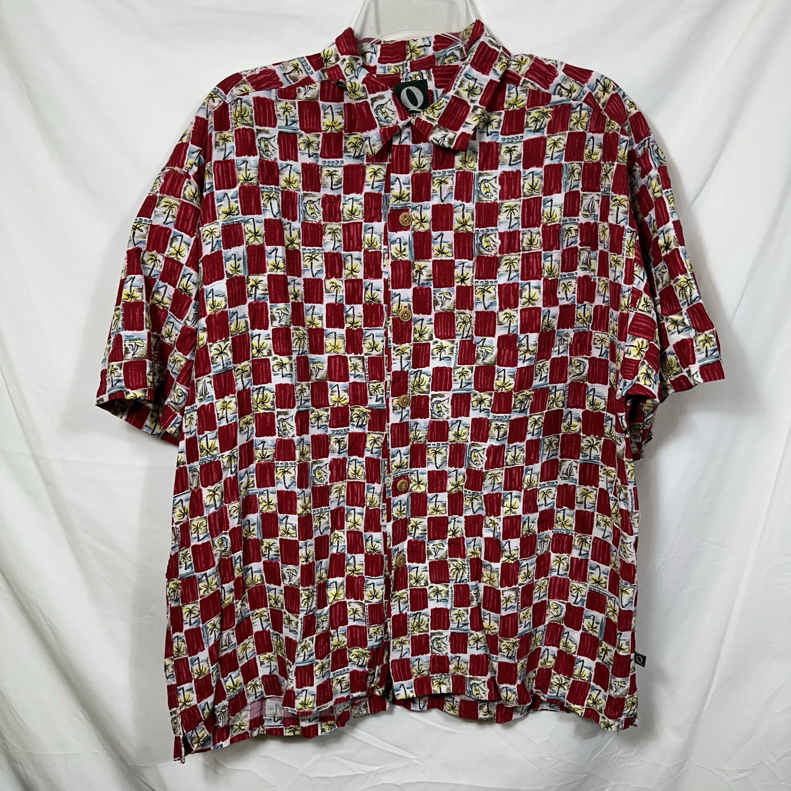 Q Que Men's L Hawaiian Short Sleeve Button Shirt USA … - Gem