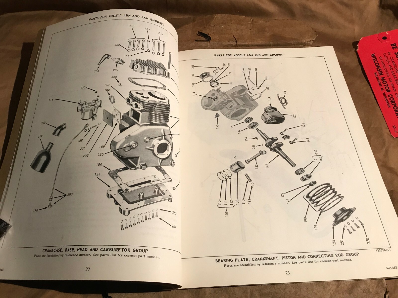 Vintage Wisconsin Engines Models ABN, AKN Instruction Book and Parts ...