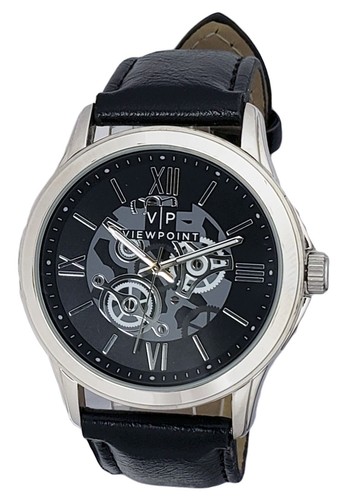 Viewpoint By TIMEX Men's grey case Watch Black Synthetic leather Strap ...