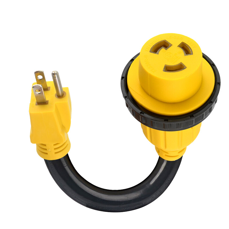30 Amp to 15 Amp 110V Plug Adapter for RV Power Cord with Twist Lock ...
