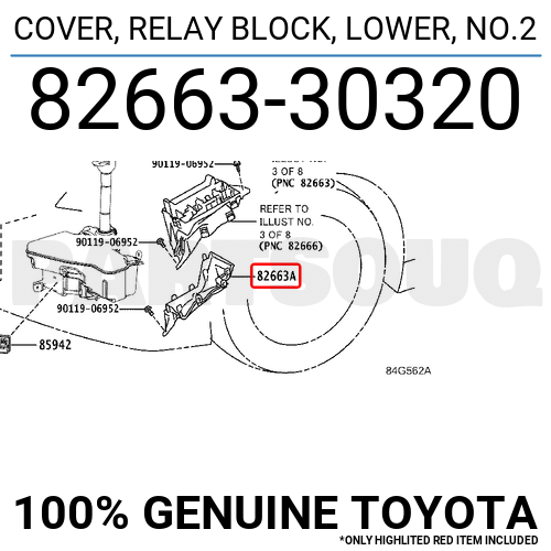 8266330320 Genuine Toyota COVER, RELAY BLOCK, LOWER, NO.2 82663-30320 ...