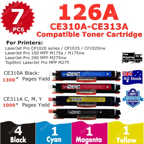 7x Compatible Toner 126A CE310A CE311A CE312A CE313A For HP CP1025 ...