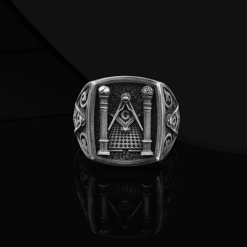Freemason Masonic Men's Ring 925 Sterling Silver Turkish Signet Ring ...
