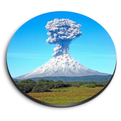 1x Round Fridge MDF Magnet Karimskiy Volcano Eruption Kamchatka Russia ...