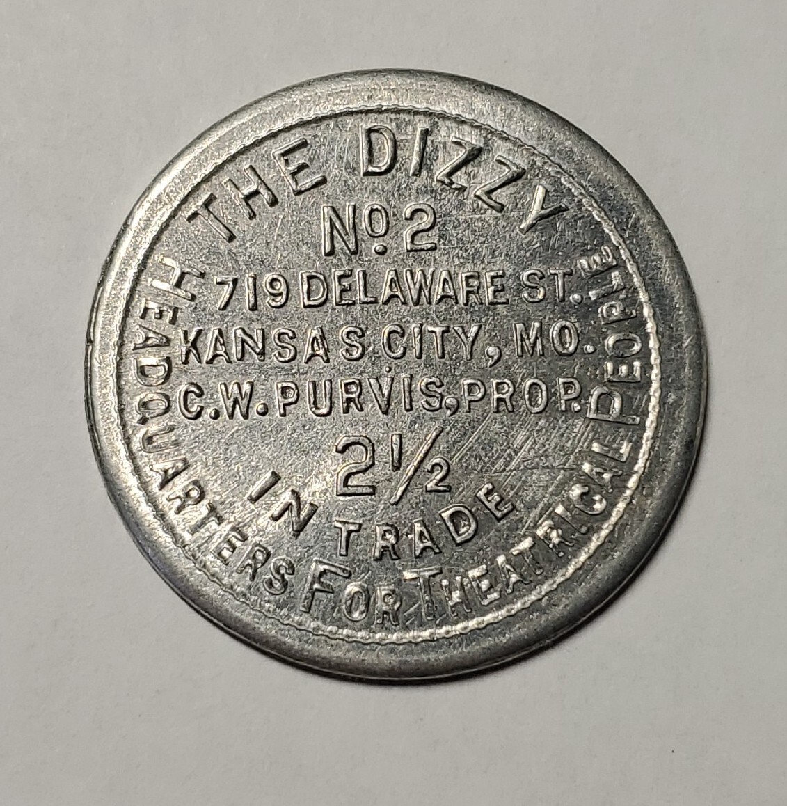 Kansas City, MO Trade Token: The Dizzy No 1 305-307 W. 9th St C.W ...