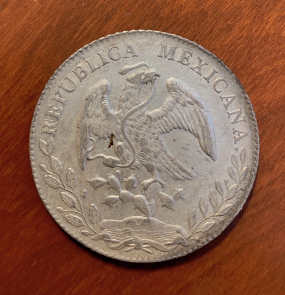 MEXICO MEXICO CITY MINT 1877-MoMH 8 REALES SILVER COIN, BORDERLINE ...