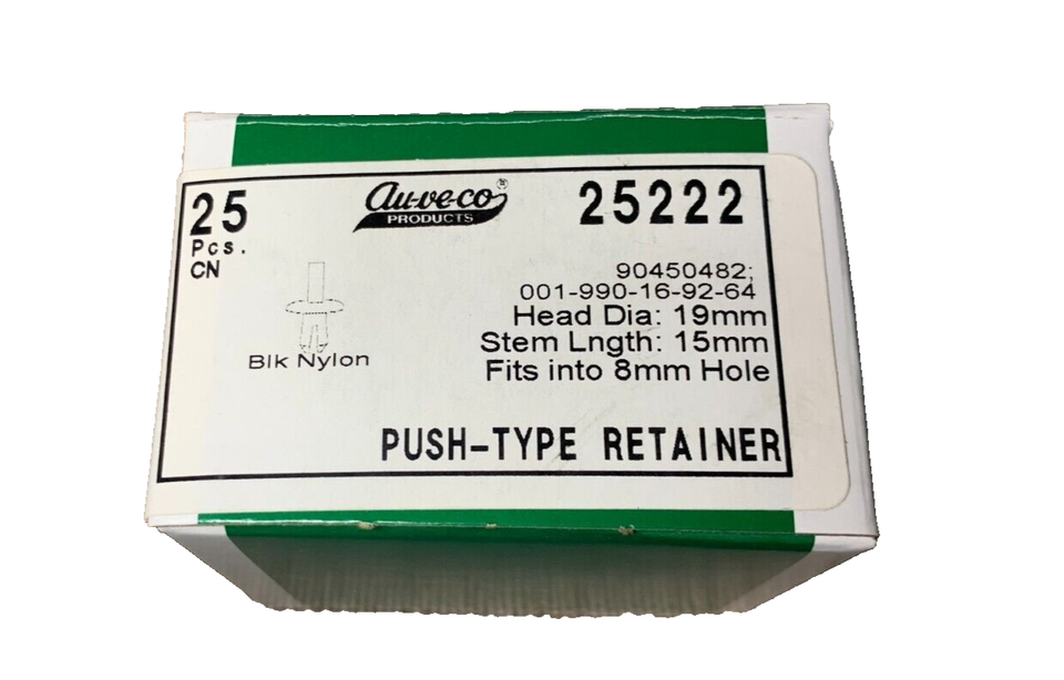 25 Auveco - 25222 Push-Type Retainer 90450482 | eBay