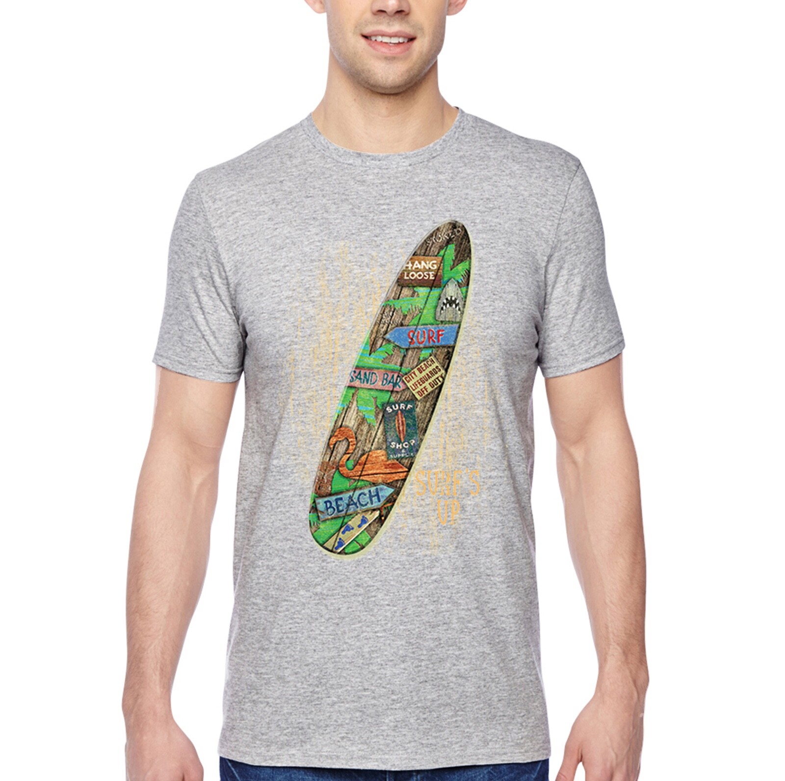 XtraFly Apparel Men's Tee Beach Surfboard Surf's Up Tiki Hawaii ...