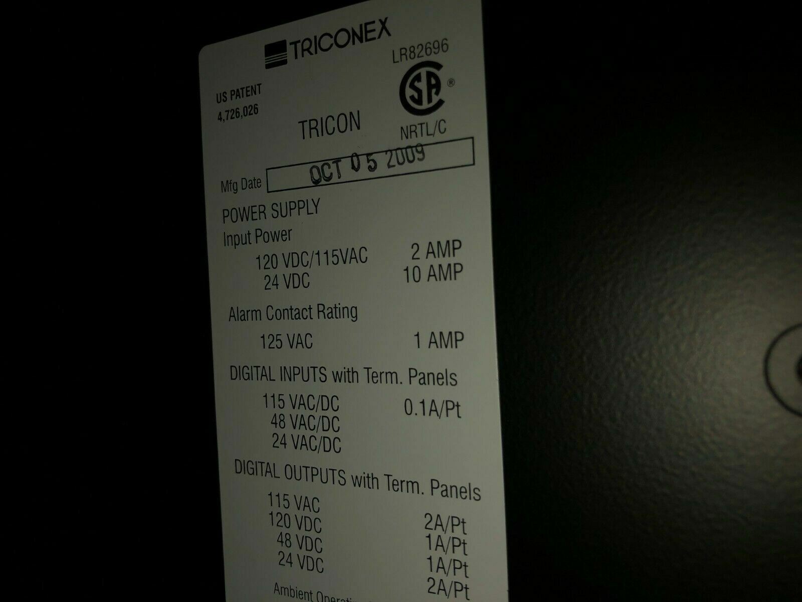 TRICONEX TRICON SAFETY SYSTEM RACK .. NO MODULES | eBay