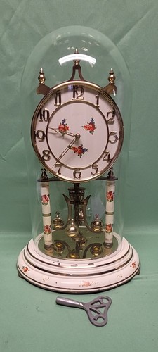 Vintage Anniversary Kundo Clock & Key & Glass Dome W. Germany Parts ...