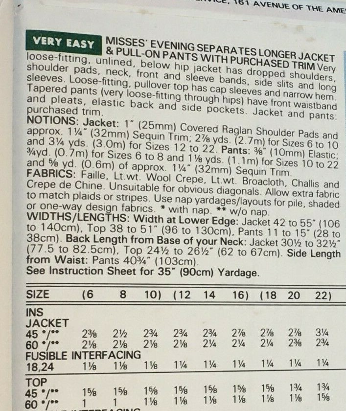 Butterick Sewing Pattern 6276 Evening Separates with Longer Jacket Pull ...